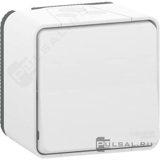 Выключатель / Schneider Electric IP 55 одноклавишный накладной монтаж пластмасса белый