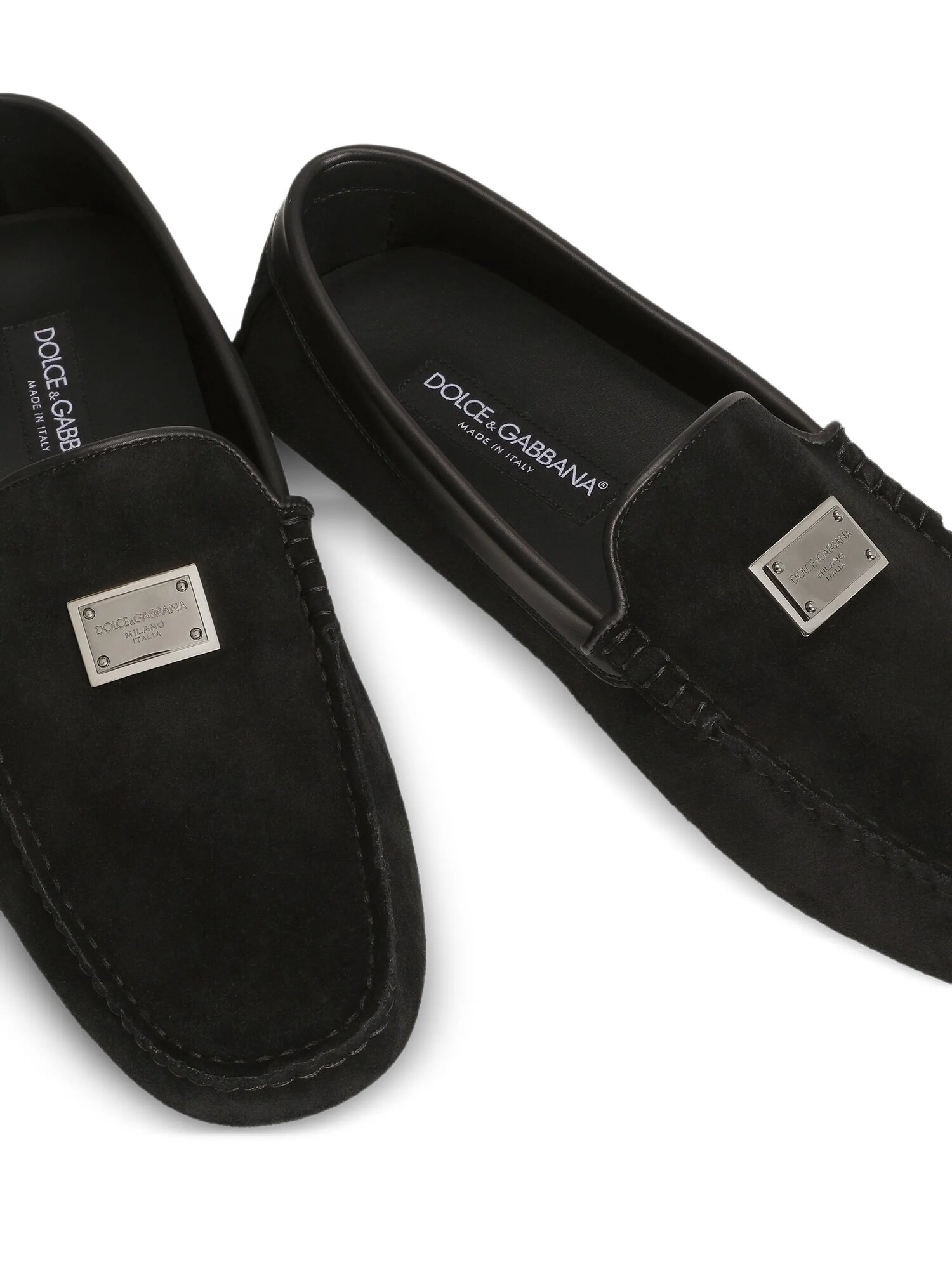 Лоферы DOLCE & GABBANA Suede loafers, размер 40 EU, black/black — фото 1