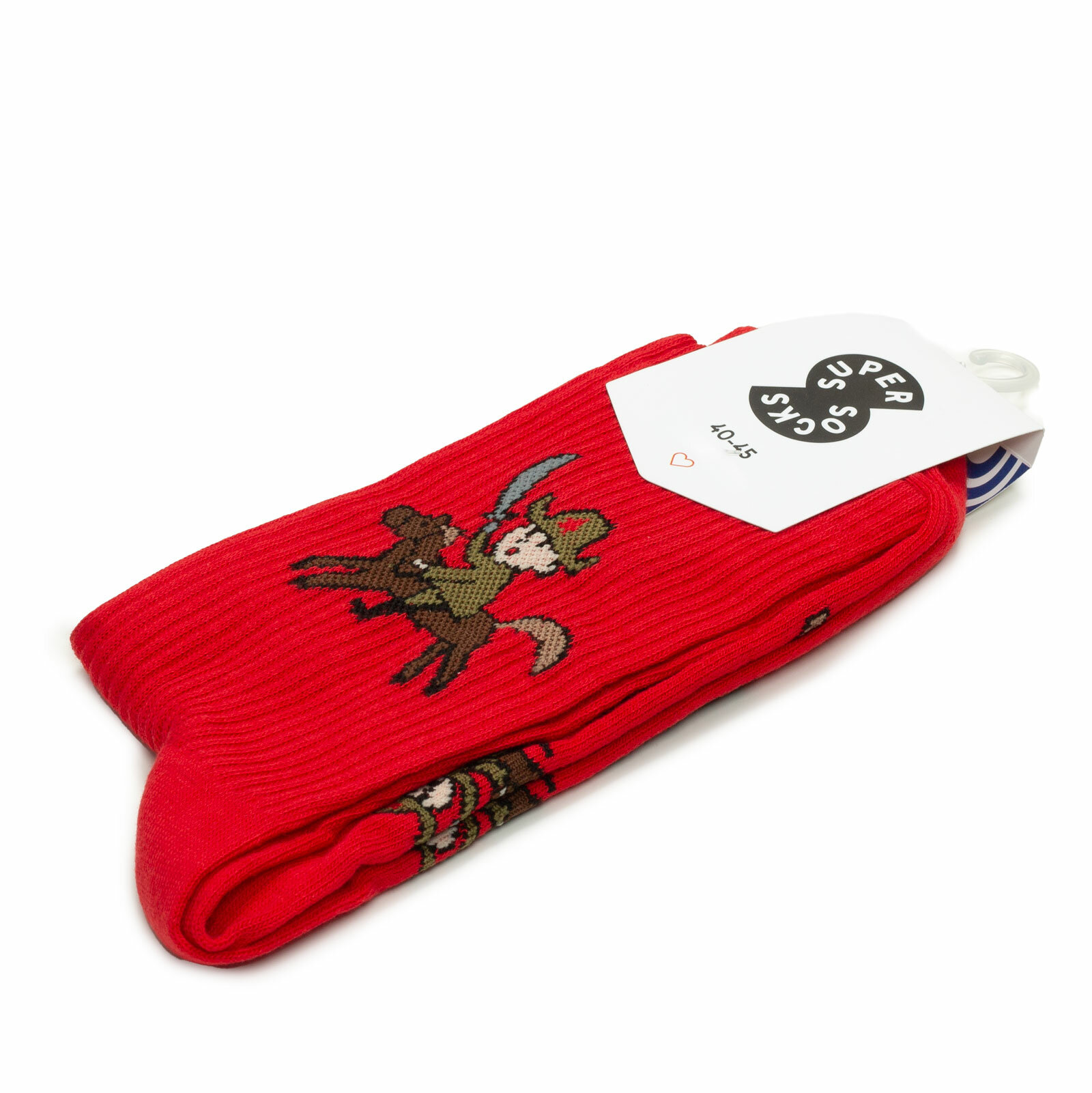 Носки Super socks Носки с рисунками Super Socks - Защитник, размер 35-40, коричневый, бежевый, красный — фото 1