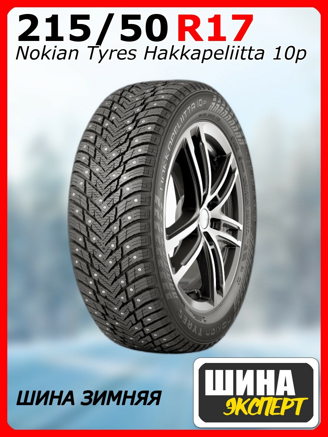 Шина зимняя шипованная Nokian Tyres 215/50/17 T 95 Hakkapeliitta 10p XL Ш. для легковых автомобилей TS32647