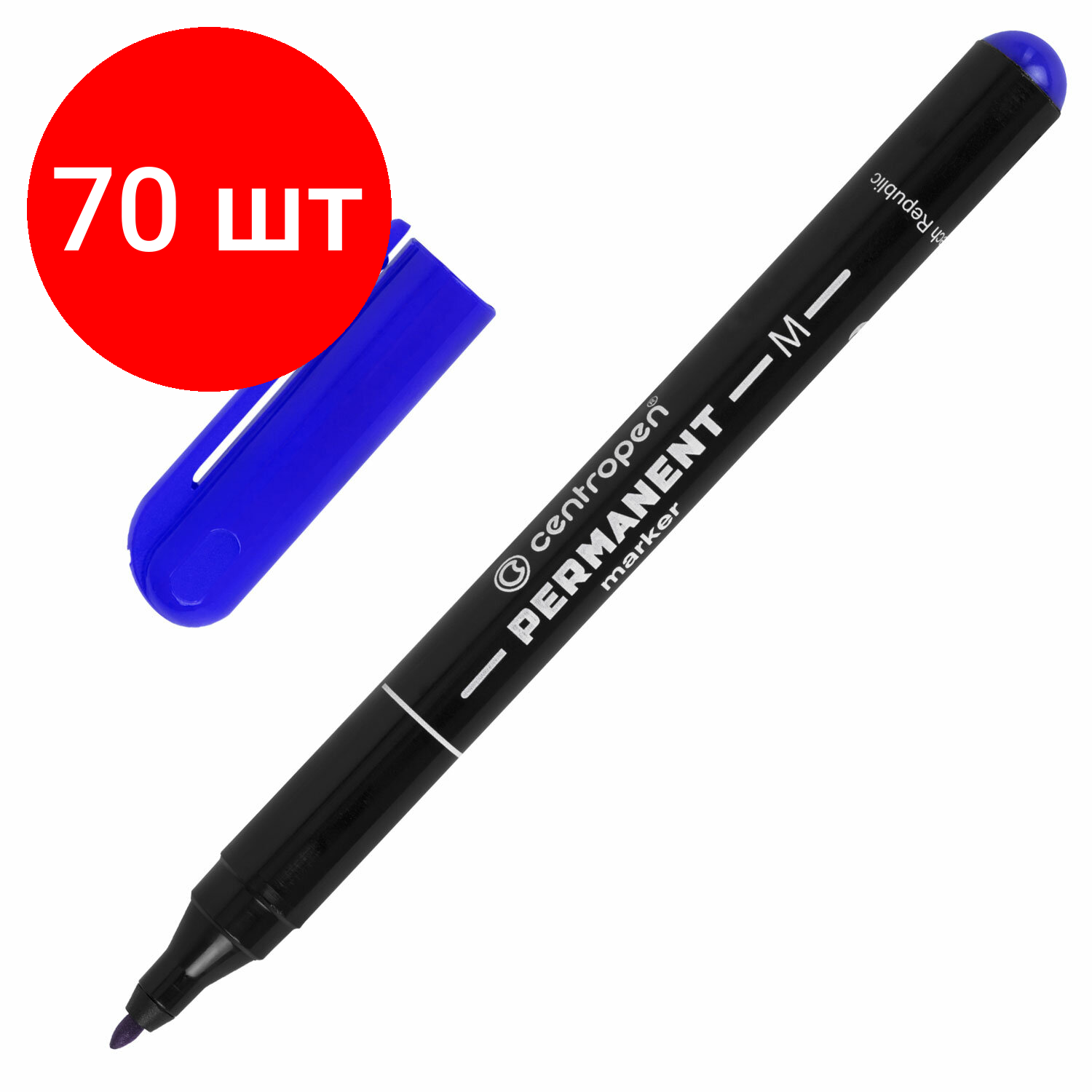 Комплект 70 шт, Маркер перманентный CENTROPEN 2846, синий, тонкий наконечник, 1 мм, 6 2846 9406