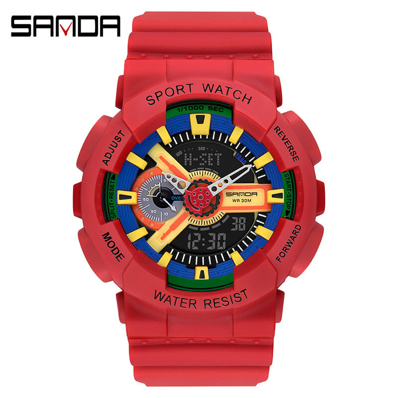 Санда Корейская модная тенденция Микро бизнес Светящийся Электронный Спортивный Тренд Студенческий Корейский Конфетный Детский Парный Часы