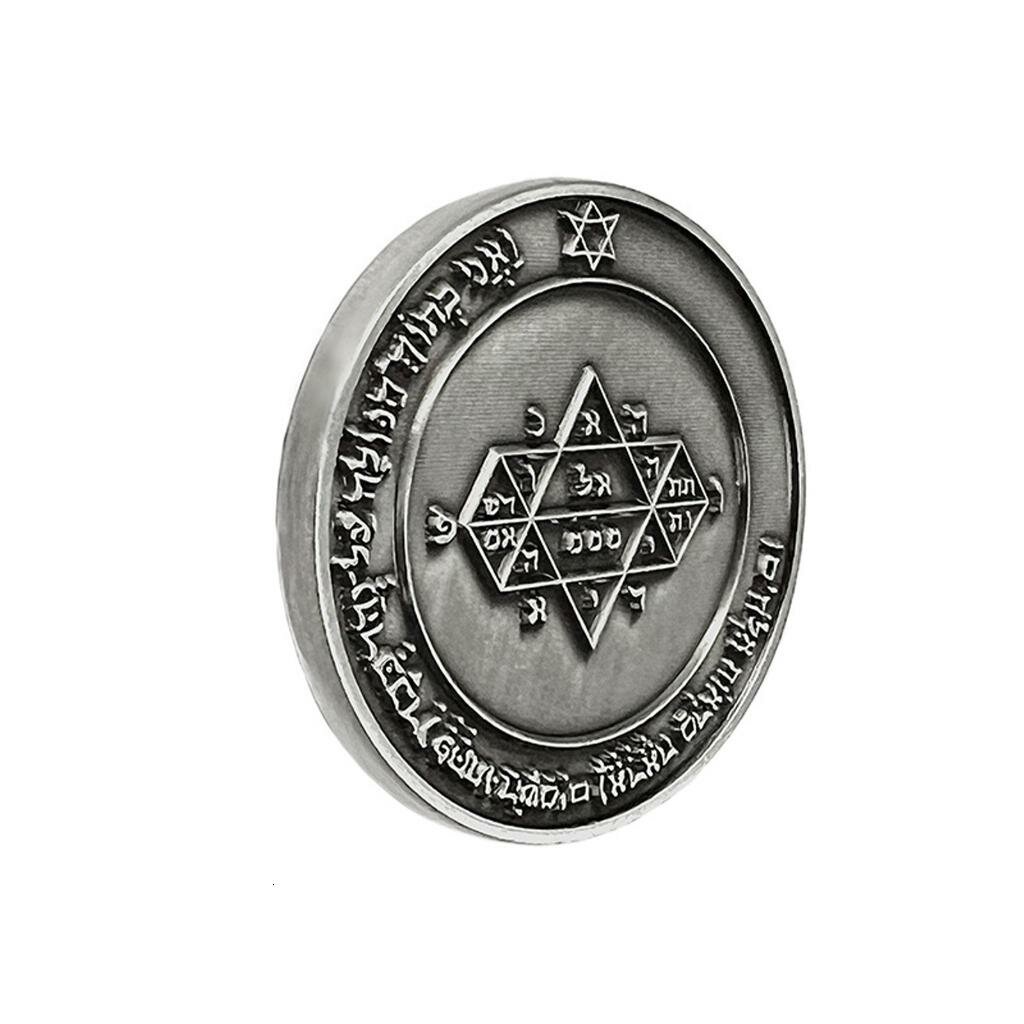 Сплавы античных стилей Монета с печатью царя Соломона Юпитера для медитаций Духовной защиты и привлечения богатства