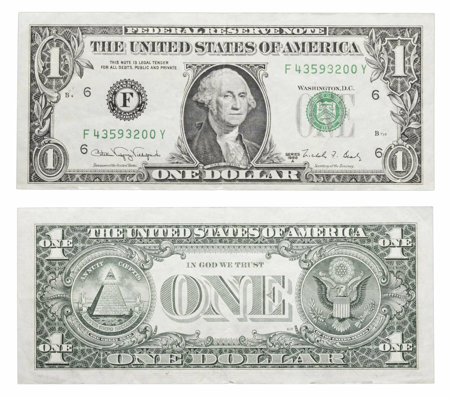 США 1 доллар 1988A Pick 480b F-Атланта