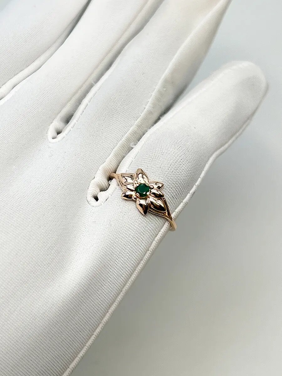 Кольцо, красное золото, 375 проба, изумруд