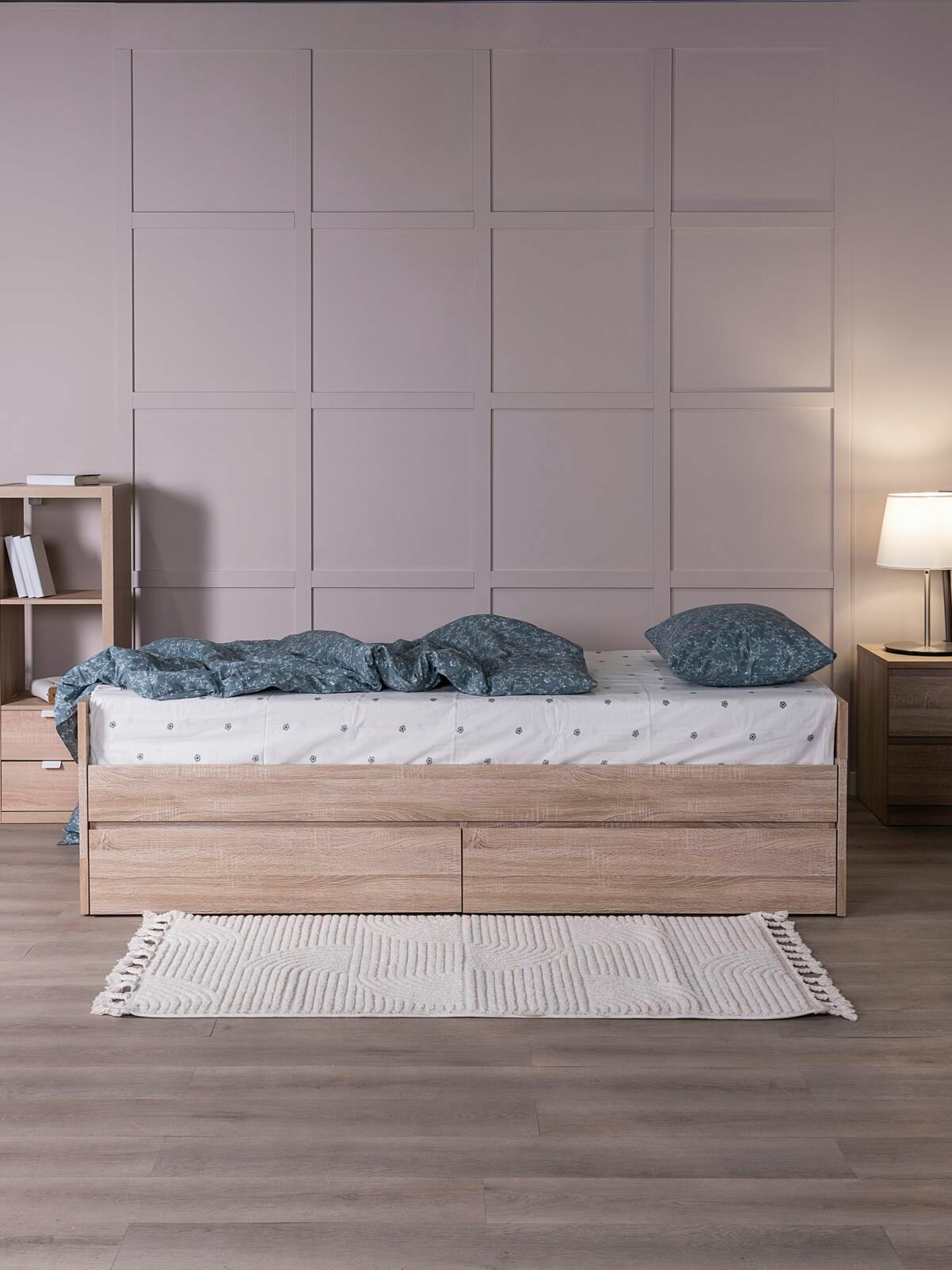 Кровать раздвижная Сириус, с ящиками, 90х200/180х200 см, дуб сонома, ГУД лакк