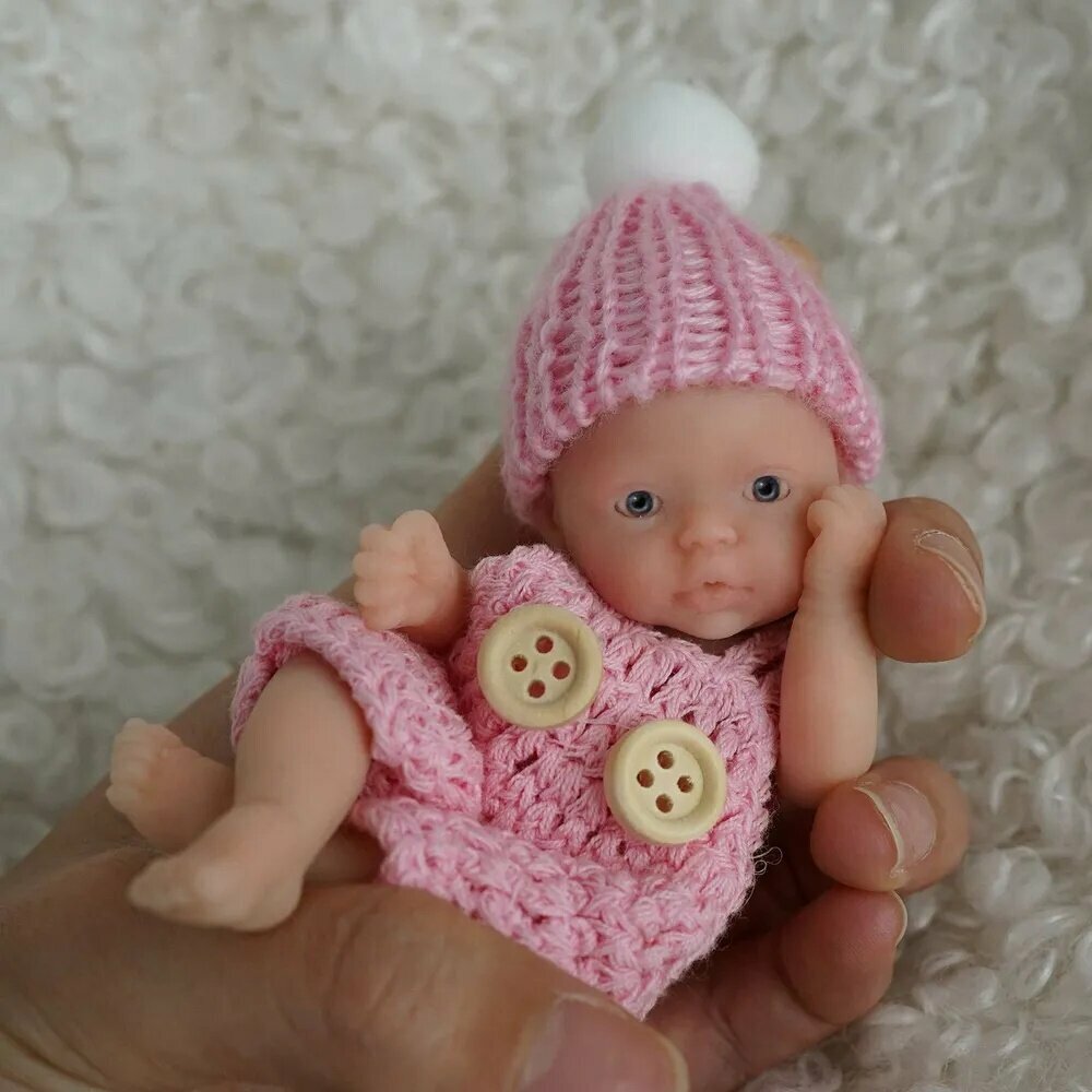 4,5-дюймовая мини-силиконовая реалистичная кукла-реборн в розовой одежде для девочек в подарок