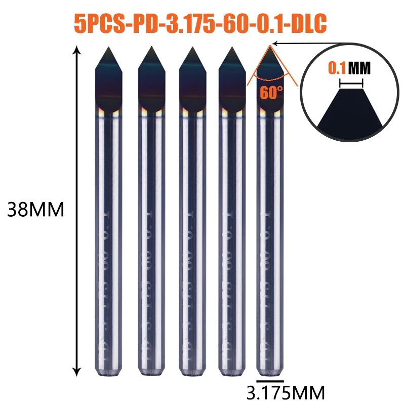 DREANIQUE фрезы для пластика 3.175 мм 5 шт. 5PC-JD-3.1-60-0.1