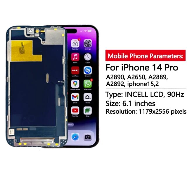 Новый INCELL 90 Гц с высокой скоростью обновления для iPhone 13 Pro Max/14 Pro Max/15 Pro Max ЖК-дисплей 3D сенсорный экран дигитайзер в сборе ЖК-дисплей