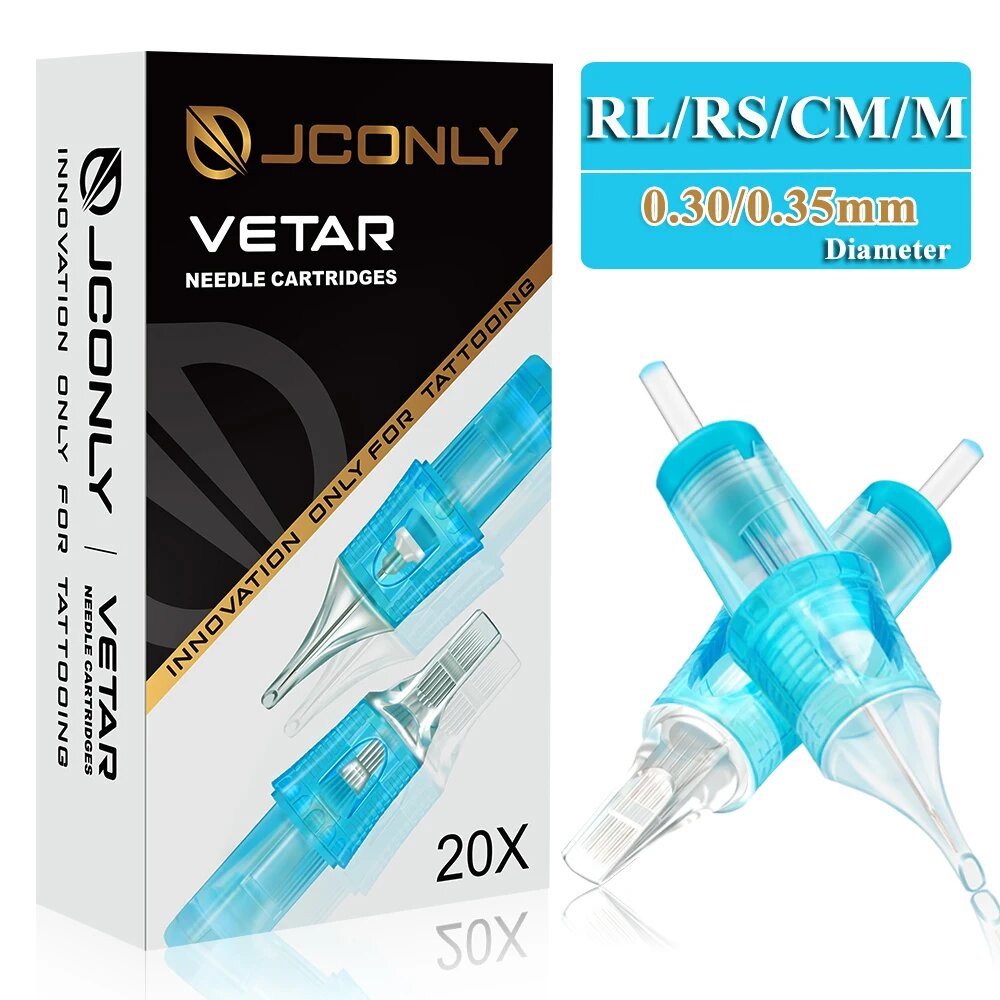JCONLY VETAR иглы для тату-картриджей RL/RS/CM/M 3RL, 20PCS 0.35mm