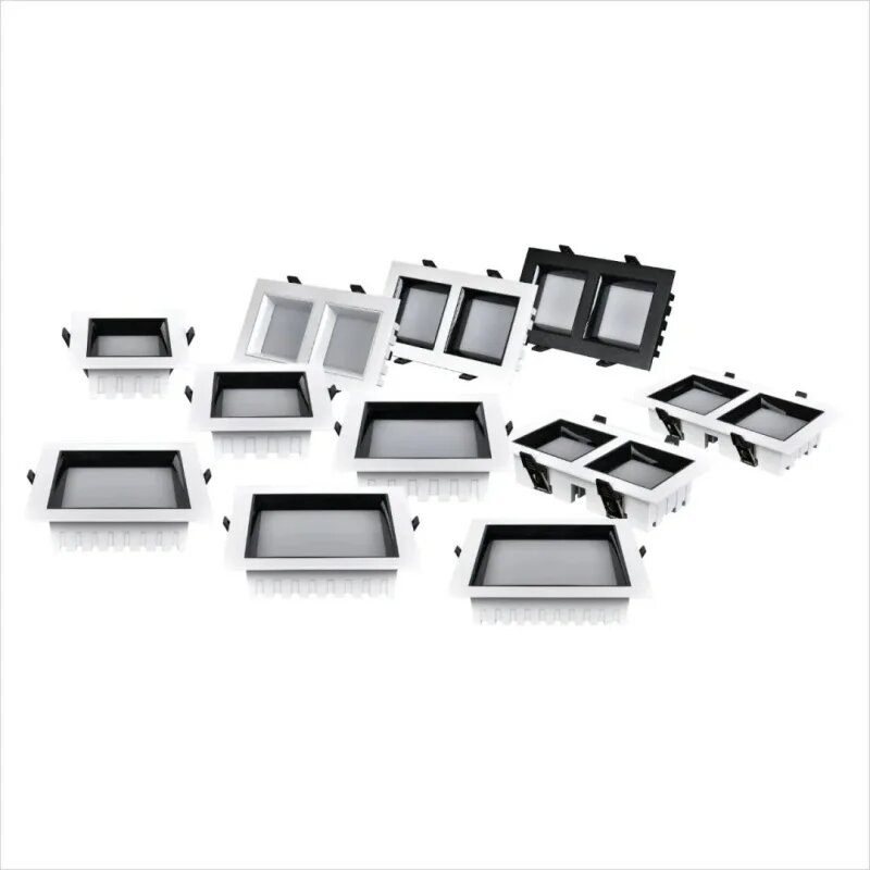 Потолочный светильник квадратный, All black, 18W, 6000K