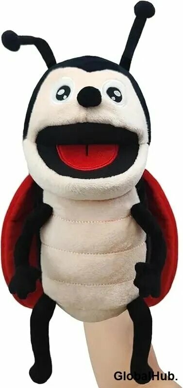 Реалистичная плюшевая кукла на руку божья коровка 33 см мягкая игрушка с подвижным ртом для детей, для сказок и ролевых игр