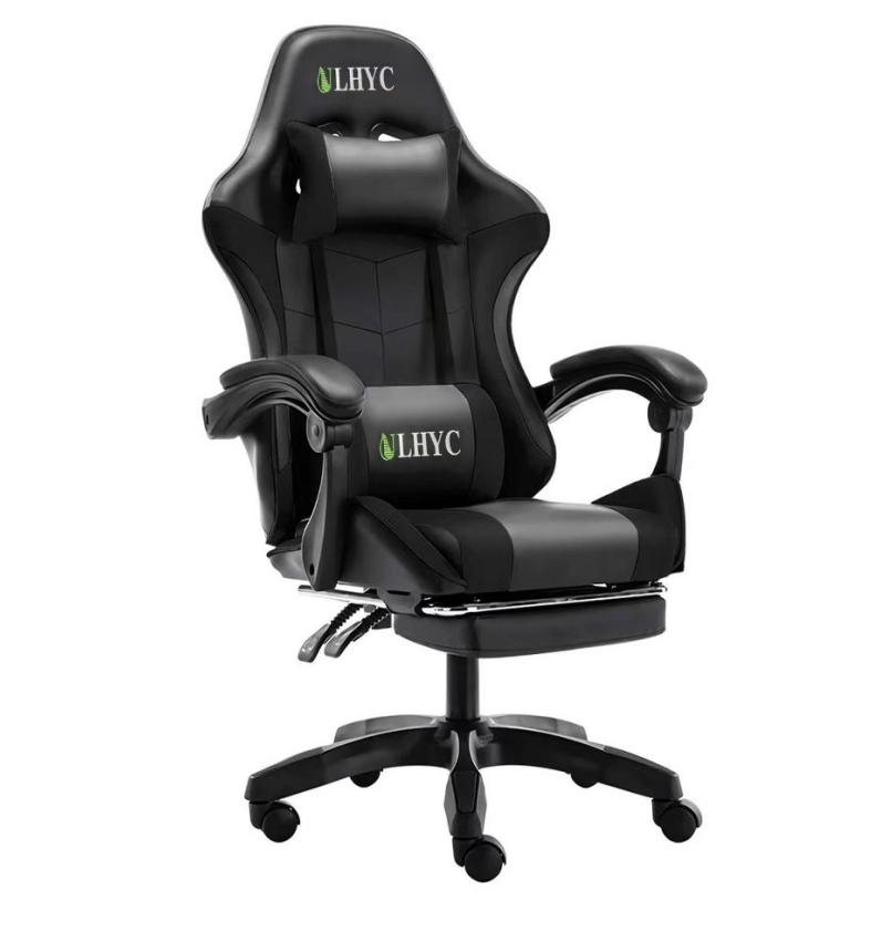 Геймерское кресло, офисное назначение, регулировка наклона спинки, черно-зеленая обивка