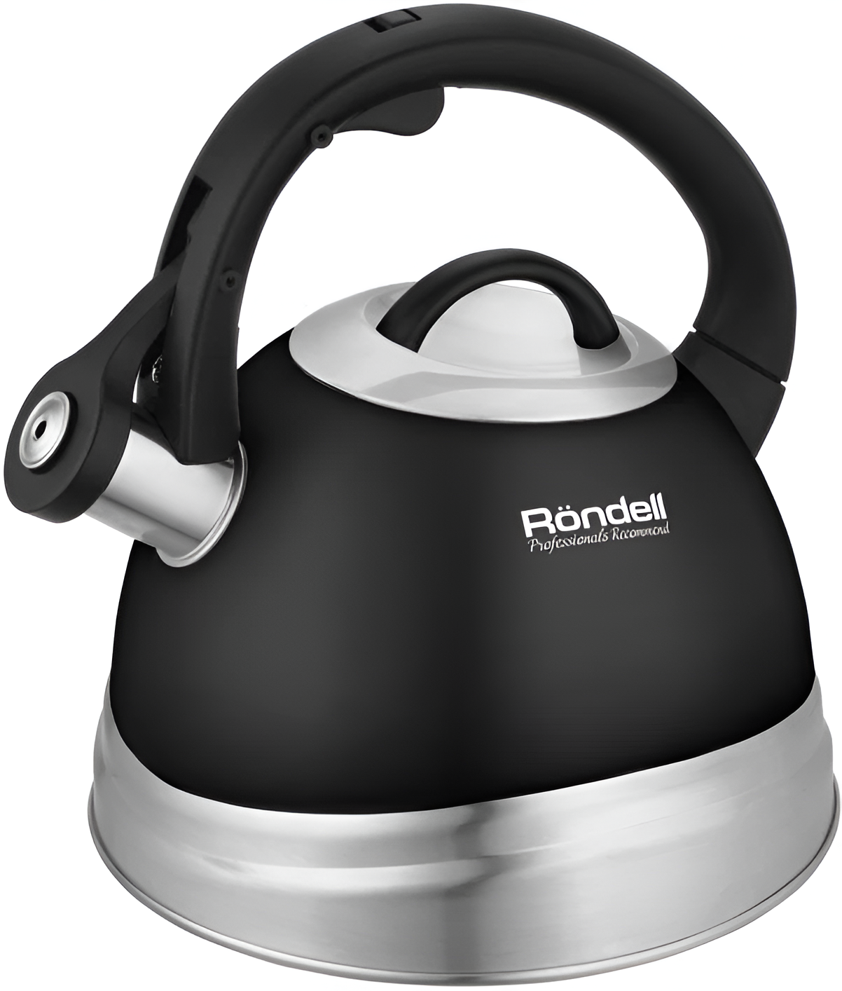 Чайник Rondell RDS-1827 Walzer, нержавеющая сталь, с термоизолированной ручкой, чёрный, 2.7л