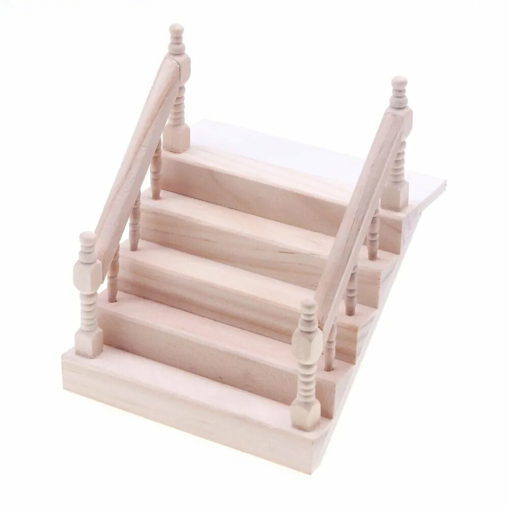 Деревянная лестница с перилами для кукольных домиков: коллекционный декор