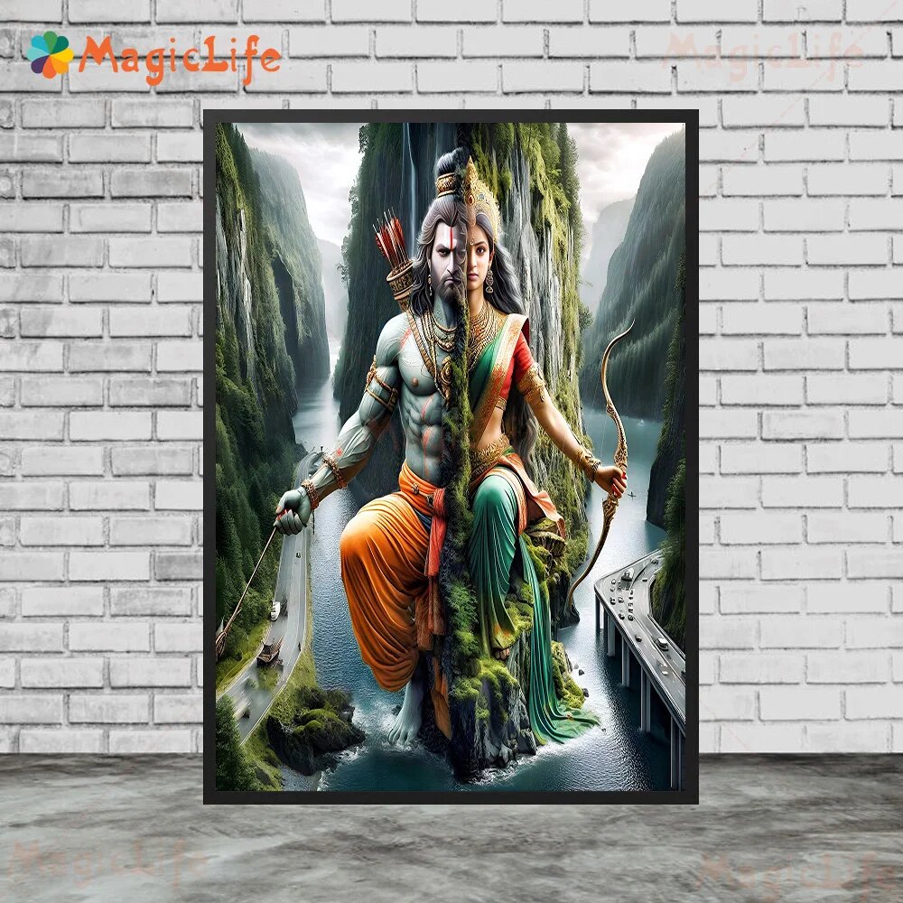 Настенная картина Hinduизм Ганеша Кали богиня Шива Вишну R, 50X70cm NoFrame