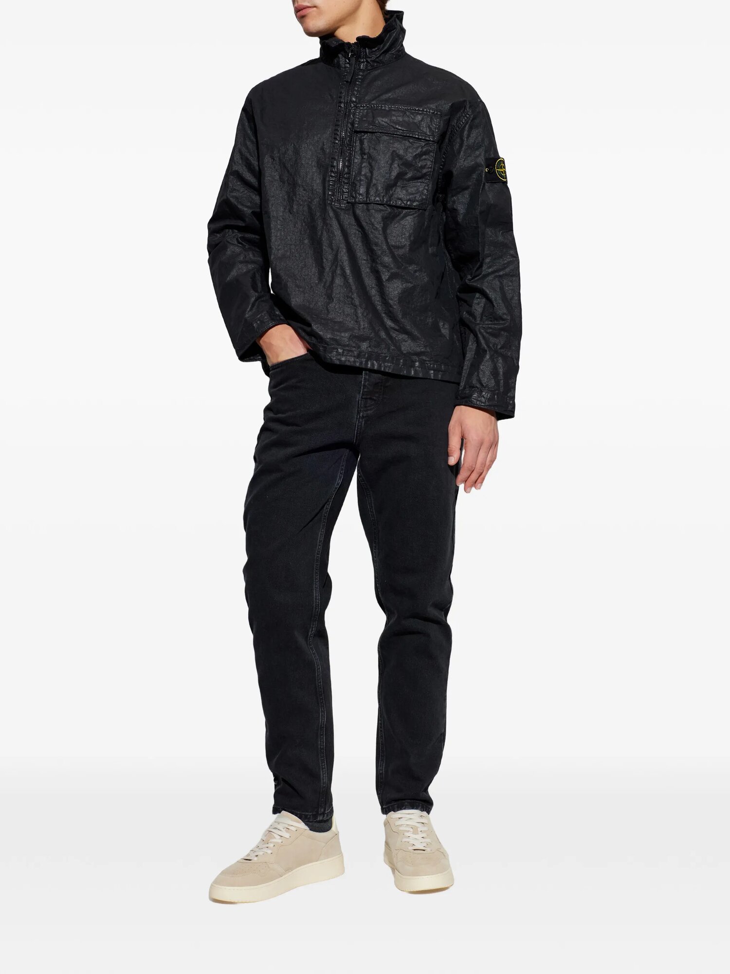 Куртка Stone Island Half-zip pocket jacket, размер L, black/black — фото 1