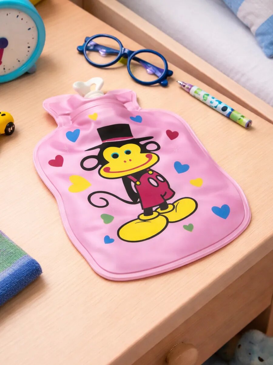 Многоразовая детская ПВХ грелка водяная 14,5 х 10,5 см Обезьянка