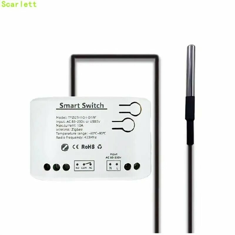 Q2(T H F X) Tuya Smart ZigBee Switch С Датчиком Температуры AC 85-250V