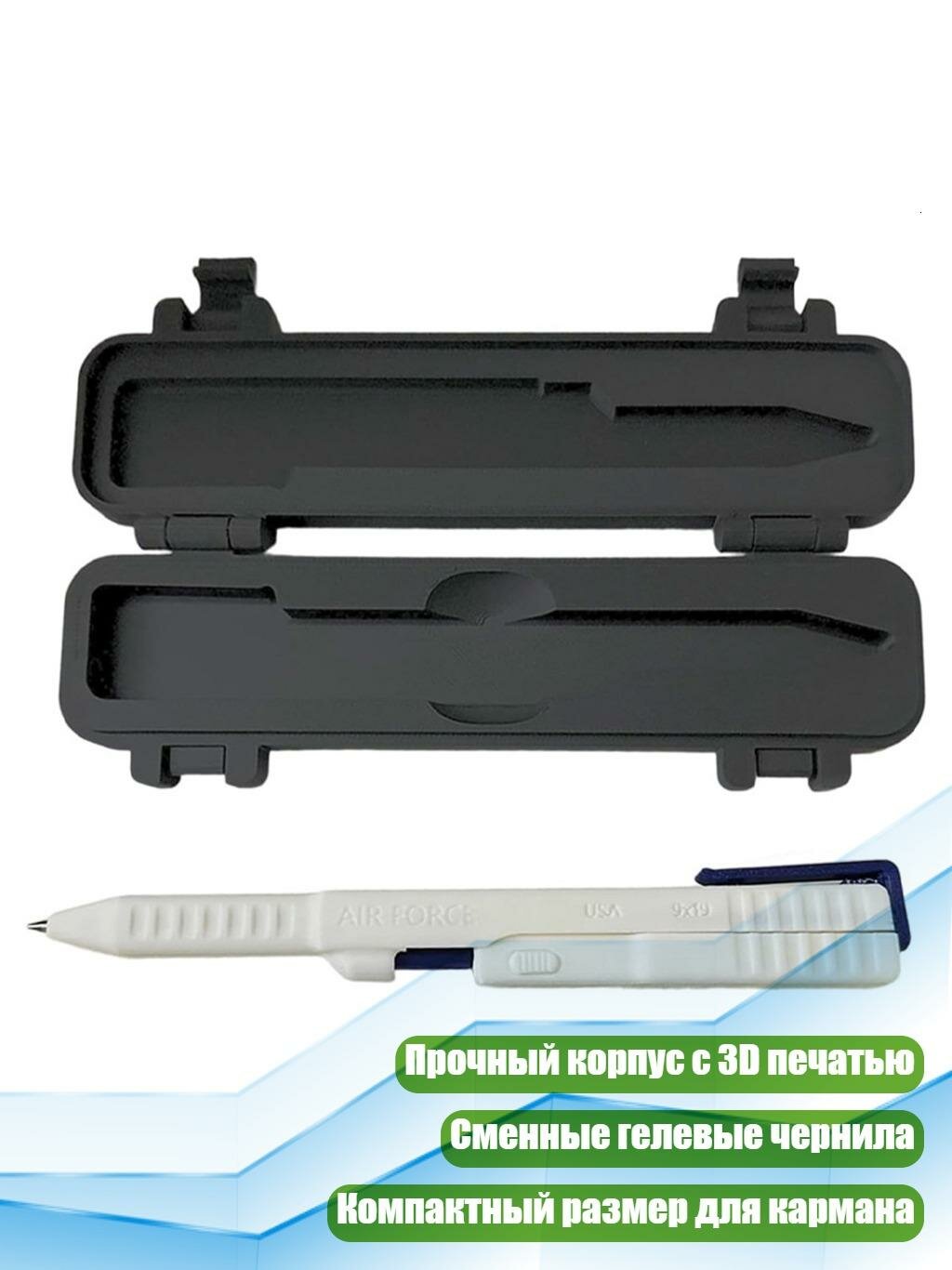 Тактическая ручка 15 см, корпус 3D-печати, гелевые чернила, Белый