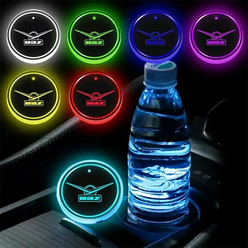 Подстаканник Для Автомобиля, LED, Подсветка, Противоскользящий Коврик В Подстаканник, UAZ Уаз Патриот Уаз Буханка 469 Хантер (Уаз). 2 Шт.