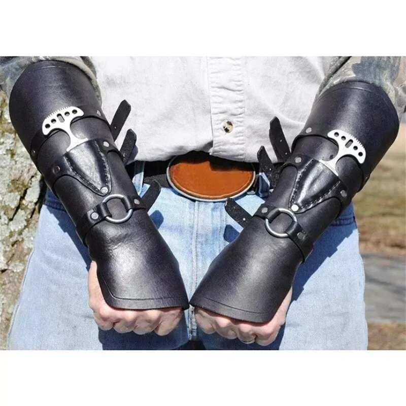 Кожаные наручи LARP Черный, black a pair