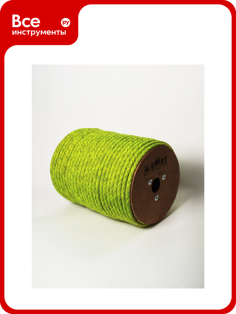 Веревка страховочно-спасательная ОАО канат "казбек" ø10мм, 100м, цветная, оплётка из некручёных нитей, статическая с сердечником низкого растяжения, 1010480010К100