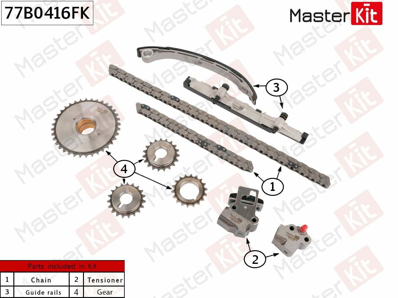 Комплект цепи ГРМ NISSAN KA24DE NEW MasterKit 77B0416FK