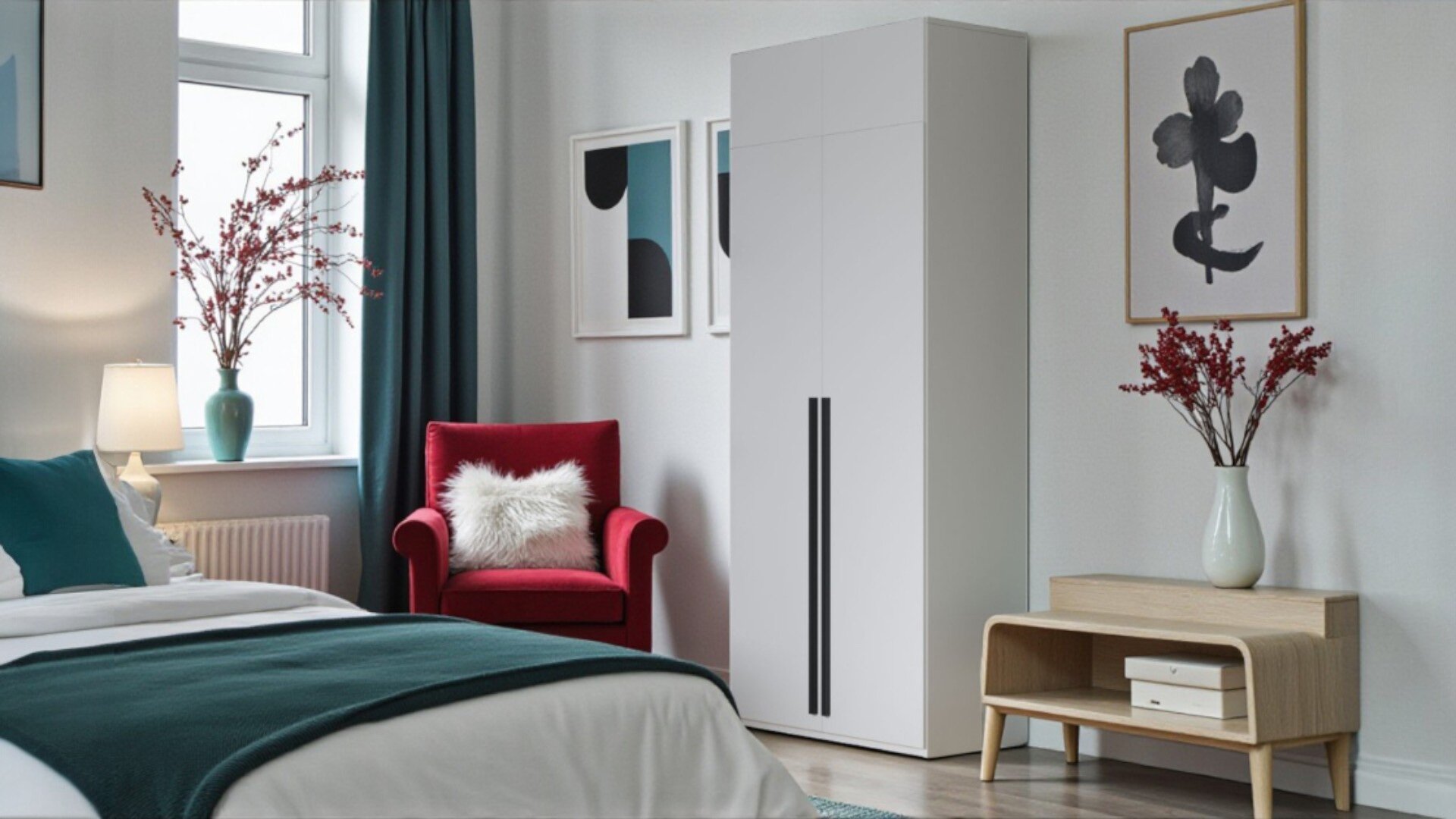 Распашной двухсекционный шкаф Лорена Пакс-2 с антресолью Белый Фасадный 0101 NW 80*60*220 см GOODFORM