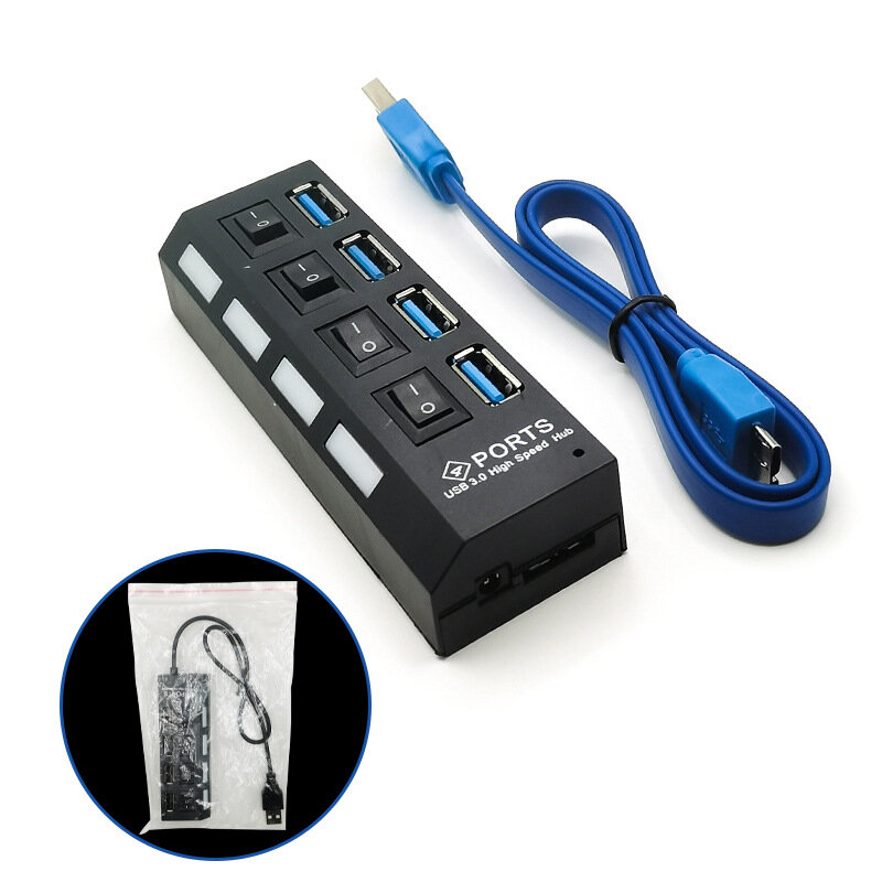 7-портовый HUB с независимым переключателем, один на семь, USB 2/3.0 разветвитель для ноутбука, высокоскоростная передача