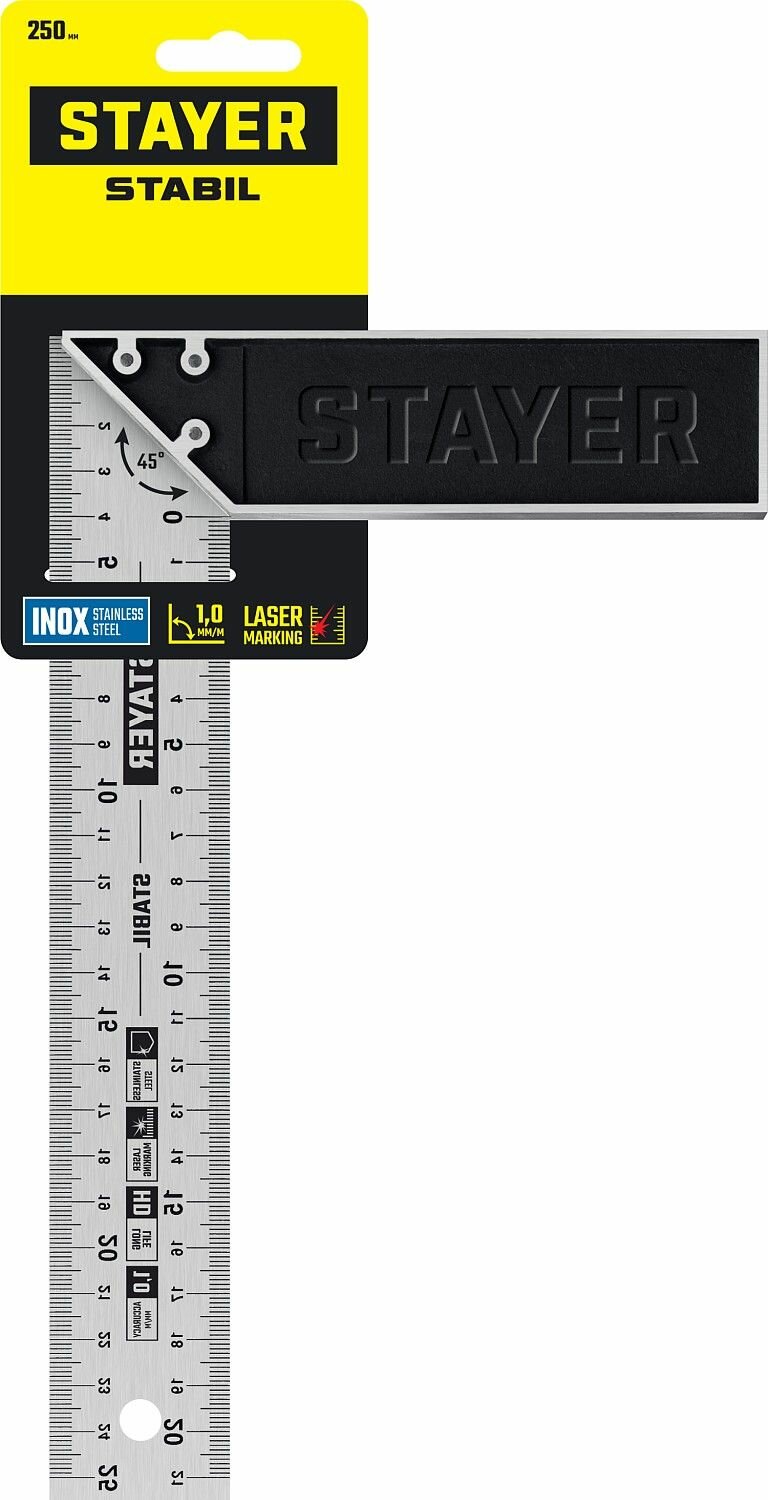 Угольник столярный Professional STAYER 250 мм, арт. 3431-25_z02