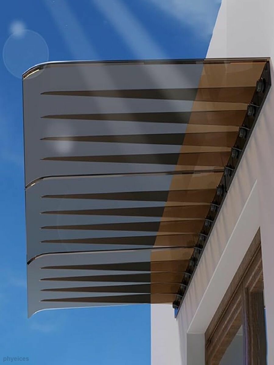 Усиленный козырек над крыльцом, дверью, входом, окном для дома и дачи с кронштейнами и поликарбонатом