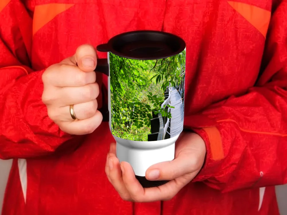 Тремокружка для авто с принтом "Узкая лодка Узкая лодка у Хинкли узкие лодки Хинкли вода канал" 0.5 л.