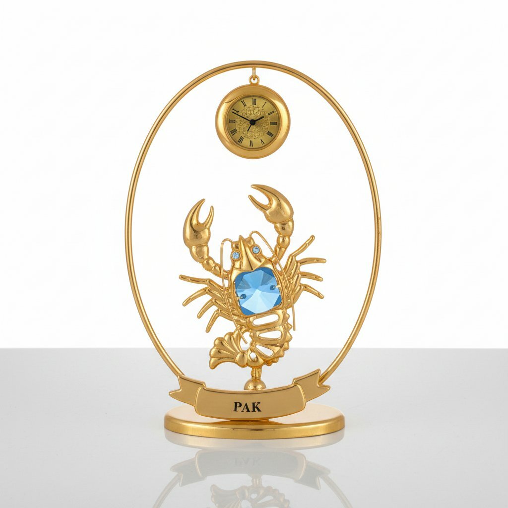 Фигурка с часами Знак Зодиака - Рак A2100516 Crystal Temptations, Металл, кристалл