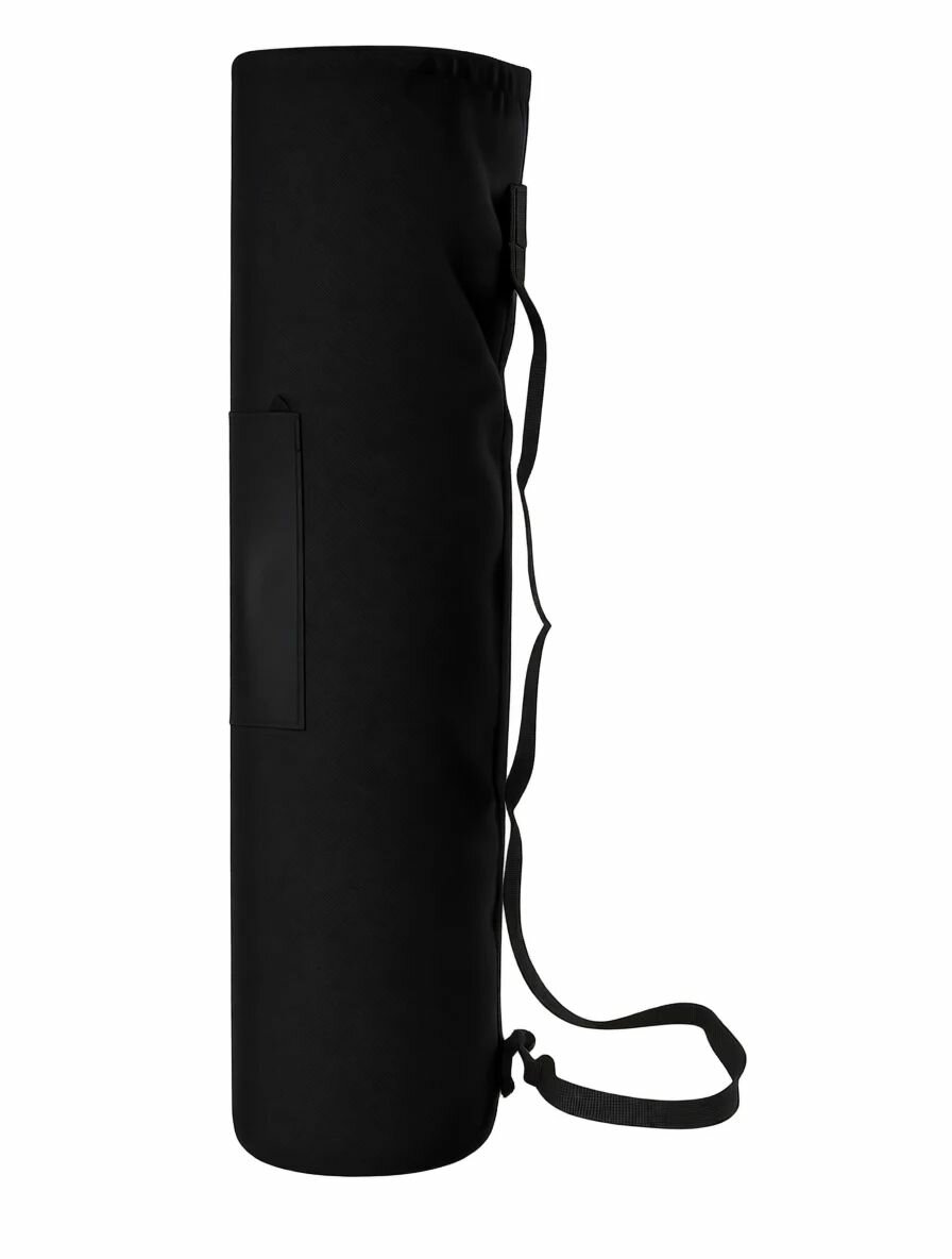 Универсальная сумка чехол мешок с карманом для коврика для фитнеса и йоги размер 16 х 65 см (черный)