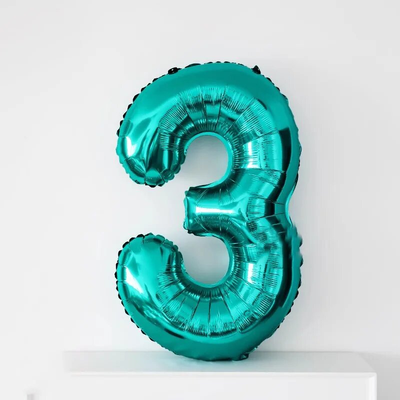 Синий шарик цифра 3, 32 дюйма, Blue ballons3