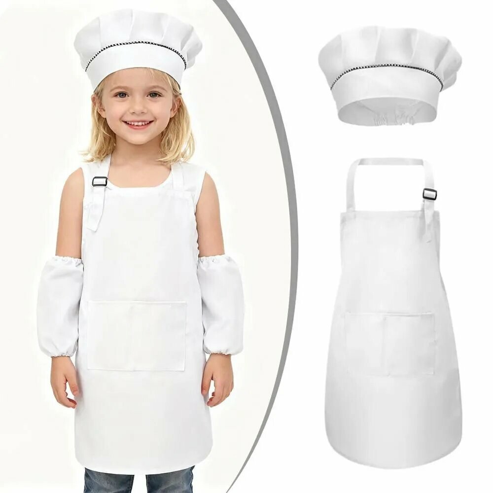 Детский набор повара (фартук + колпак + нарукавники), игровой комплект для кухни