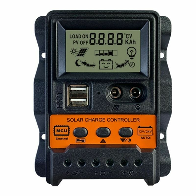 30A Контроллер заряда солнечной панели Контроллер батареи 2 USB LCD для солнечных панелей 30 ампер с двумя USB с LCD дисплеем