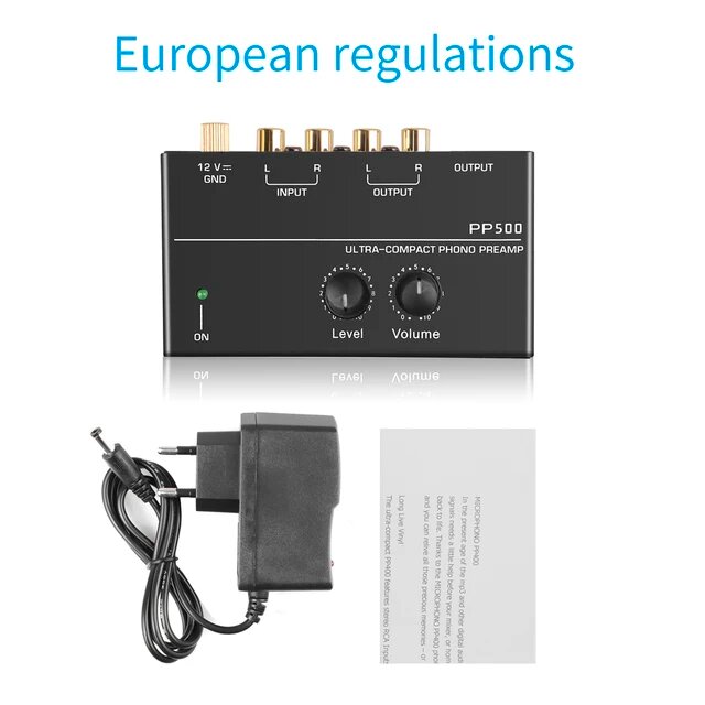 Предусилитель для проигрывателя виниловых пластинок PP500 / предусилитель для наушников / усилитель для микрофона / микшер с регулятором громкости, подходит для проигрывателей виниловых пластинок.