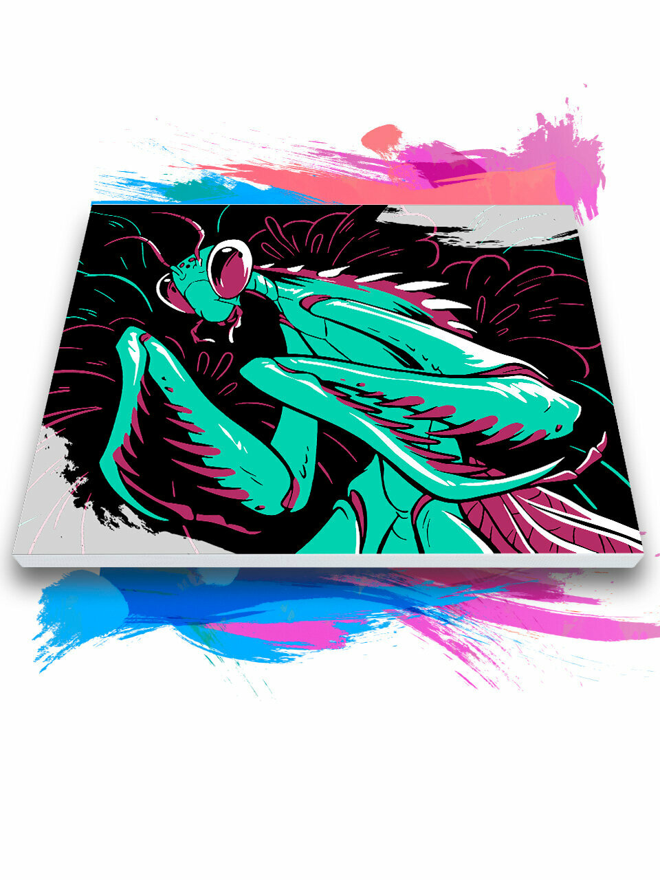 Картина по номерам на холсте Неоновый богомол минимализм, 40 х 50 см