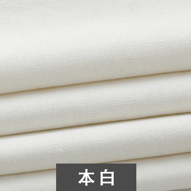 Холщовая ткань полиэстер хлопок 167 г/м², черная, белая Белый, Originally white