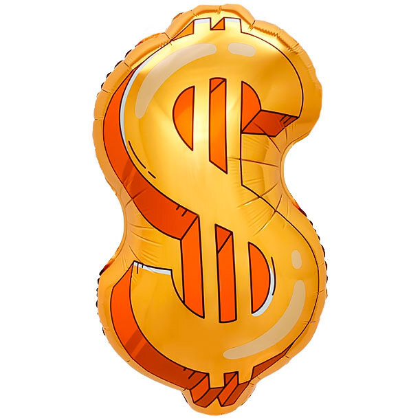 Воздушный шар из фольги. Фигура, Знак Доллара, Золото (32'/81 см, CHN)