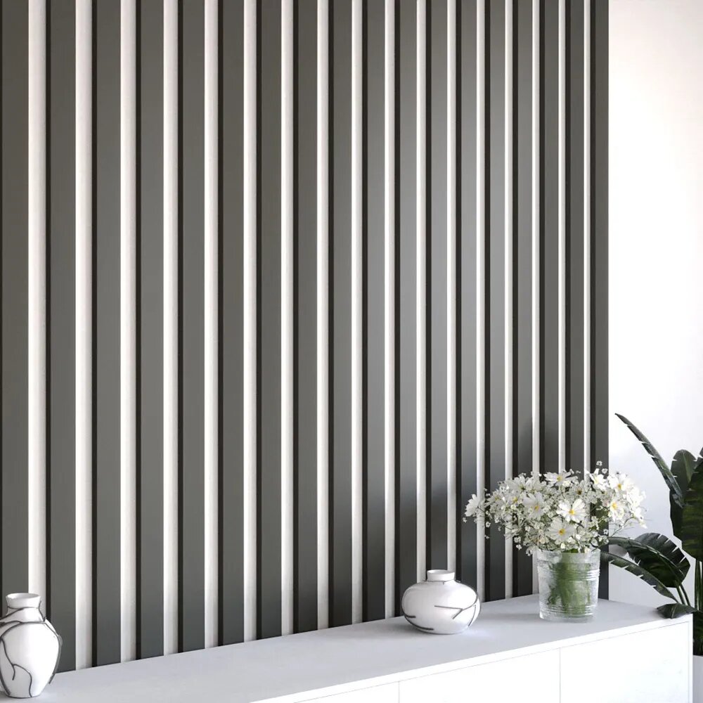 Интерьерная рейка МДФ саваш графит 16*60*2800 мм - 5 шт