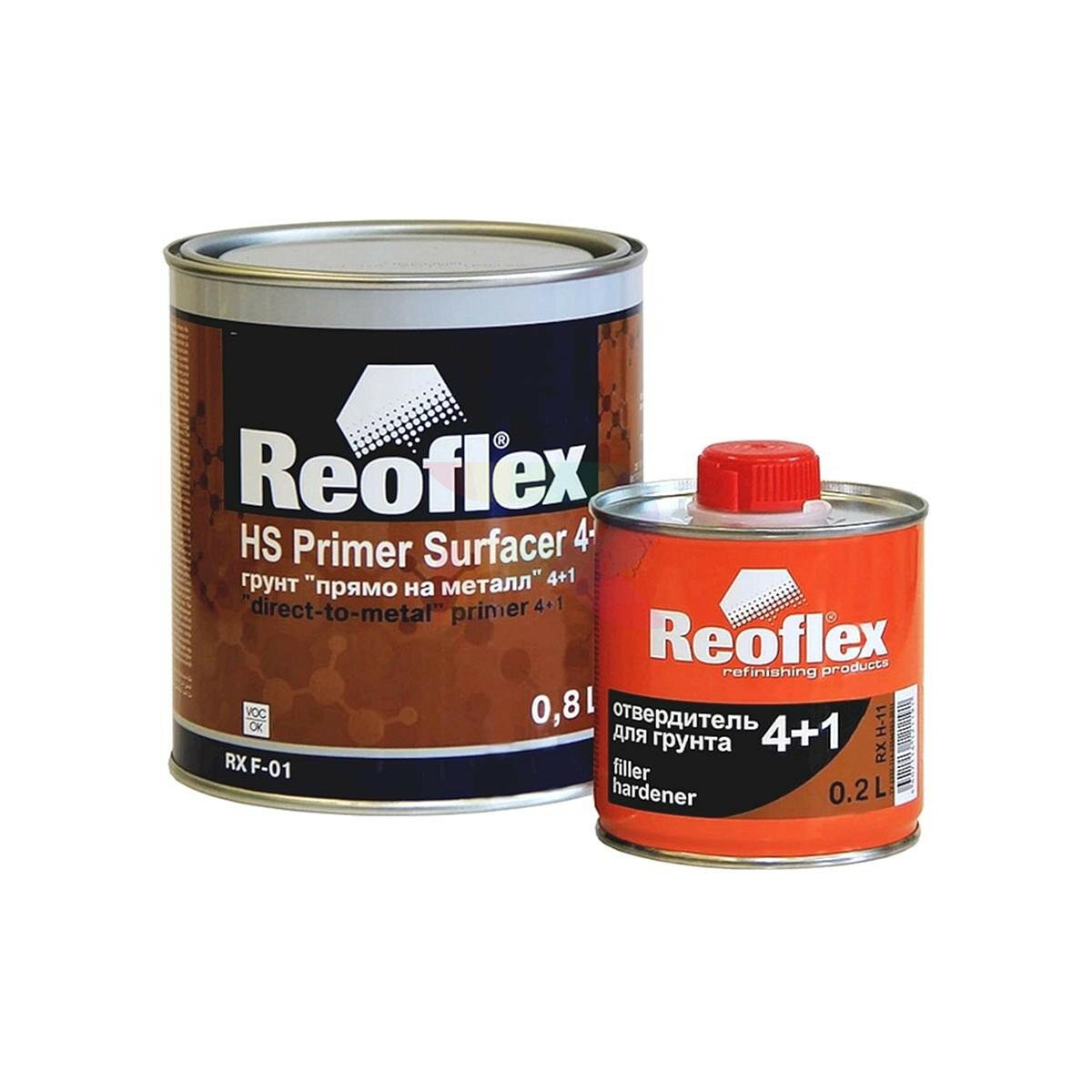 Грунт-выравниватель на металл Reoflex RX F-01 4+1 HS Primer Surfacer черный 0,8 л. с отвердителем 0,2 л.