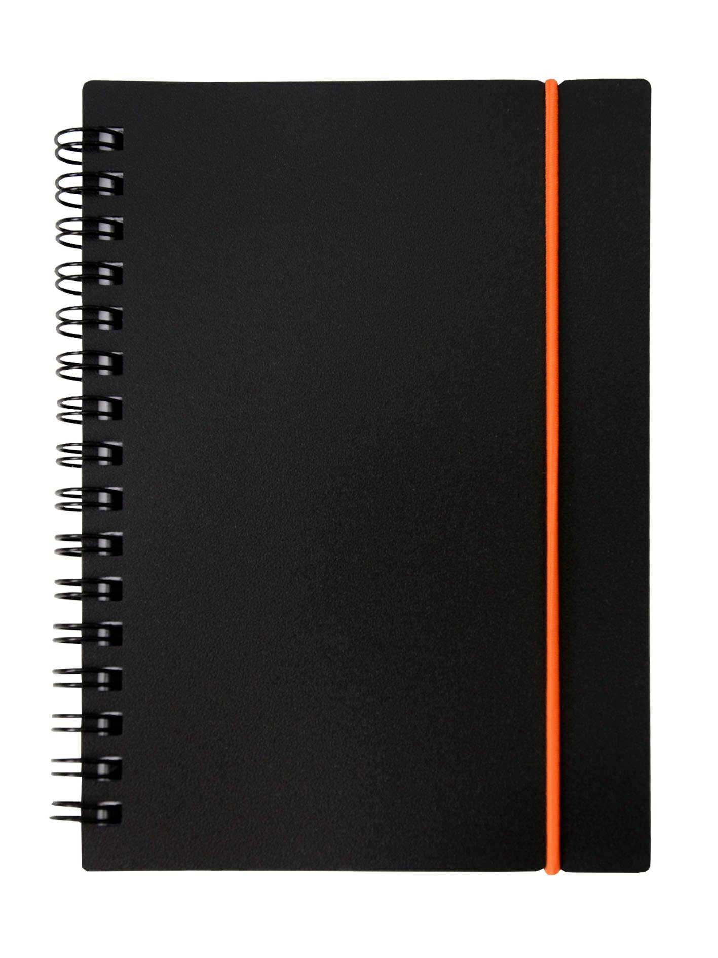 Записная книжка А6 80л кл. "Favorite Black. No 1" спираль, пласт. обл, резинка