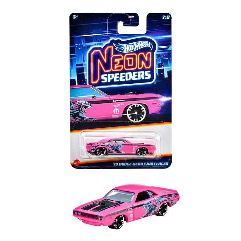 Машинка Neon Speeders Assort HLH72 - 70 Dodge Hemi Challenger, масштаб 1:64, розовая