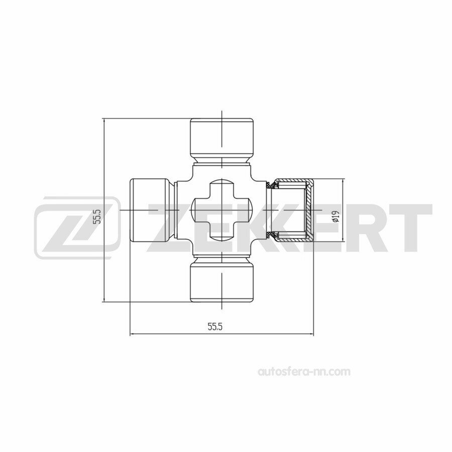 ZEKKERT KG1145 Крестовина карданного вала 19 05x55 50 / Dacia Duster 10-