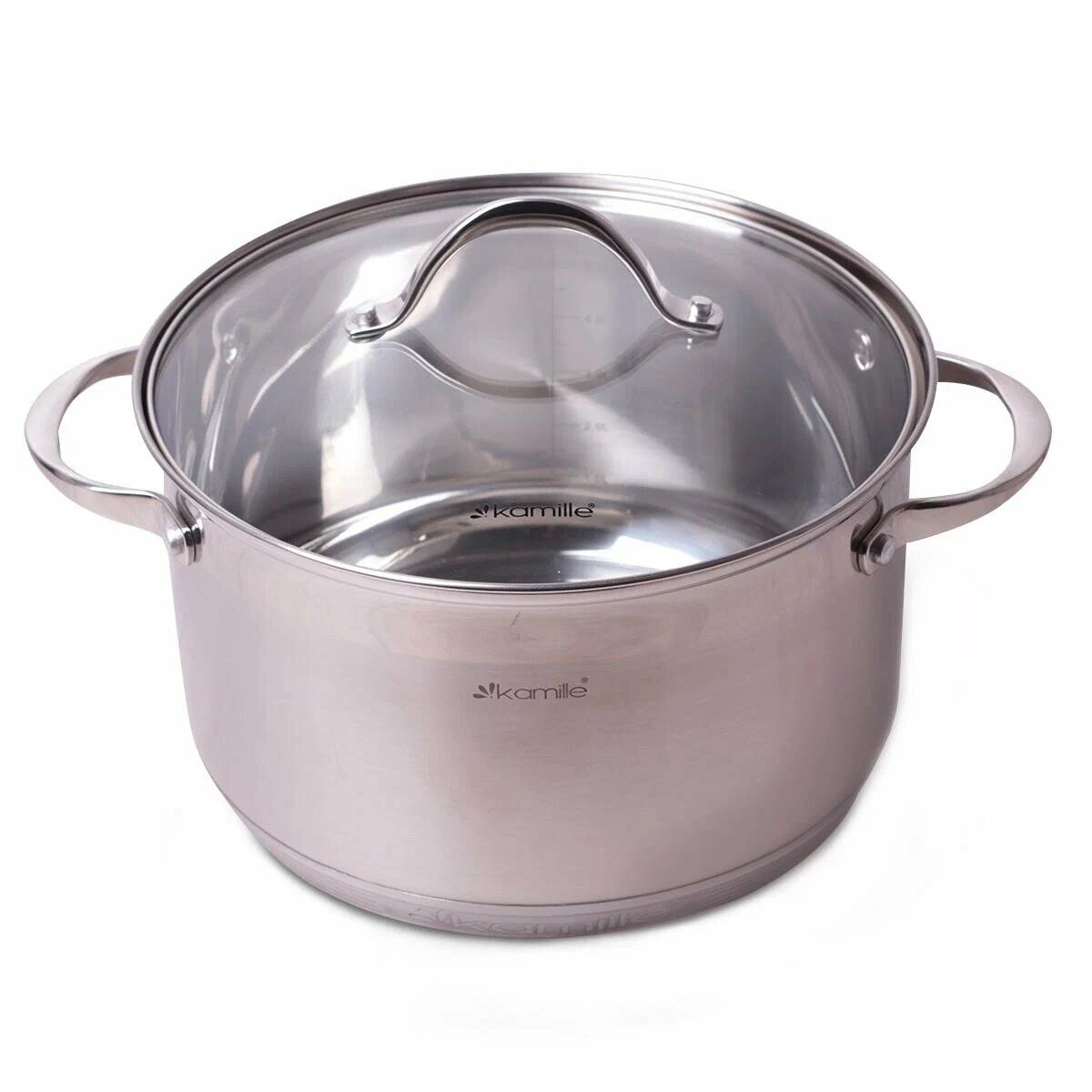 Кастрюля 6,5 л из нержавеющей стали с крышкой и 7-слойным дном Kamille KM-4724S (Ø24х14.5 см)