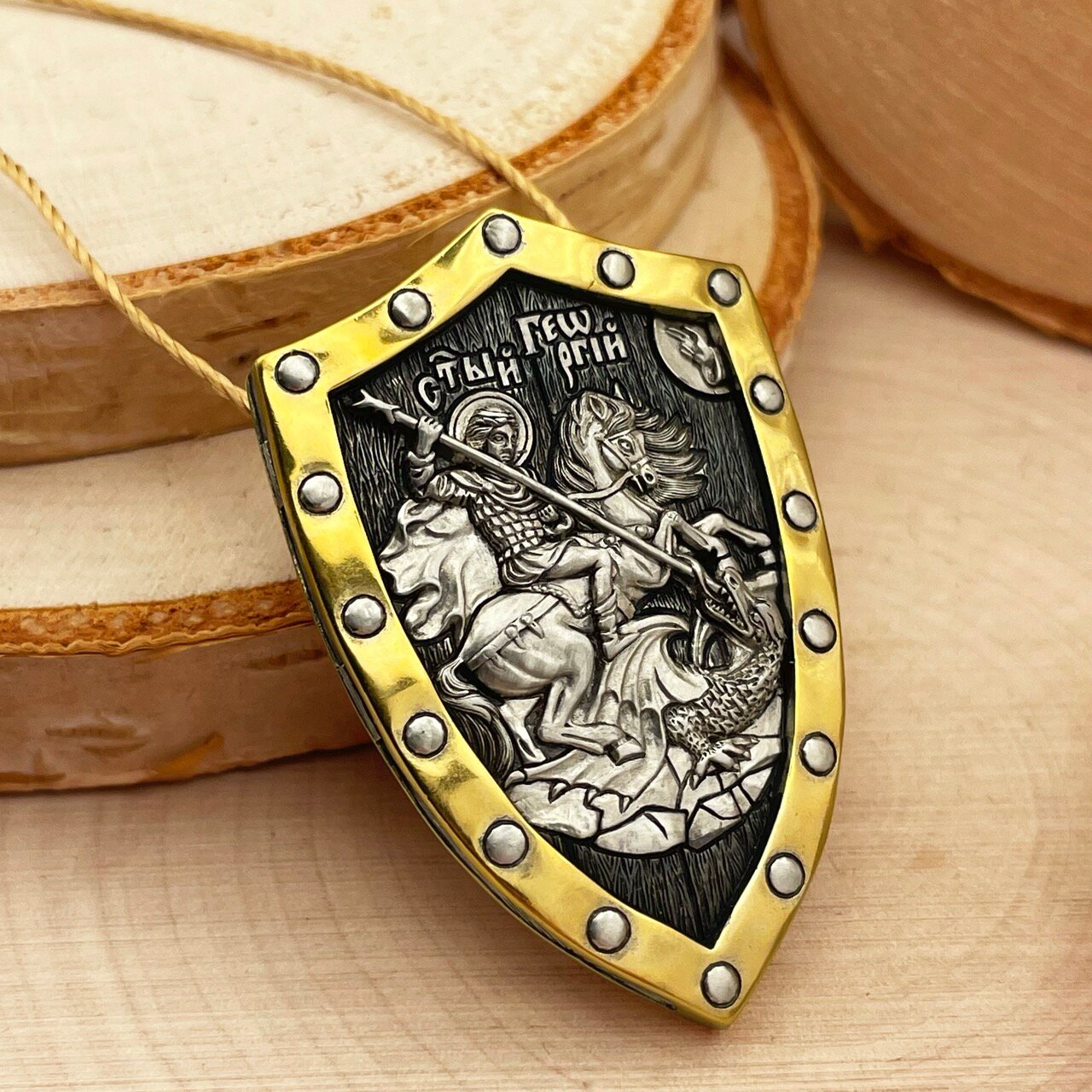 Подвеска, серебро, 925 проба, золочение, чернение