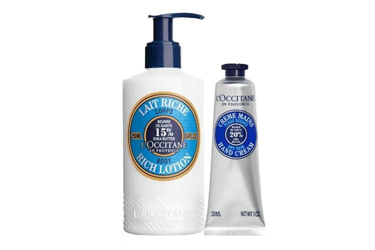 Набор ухода за телом и руками унисекс LOCCITANE с маслом ши Успокаивающие ароматные, 250мл+30мл/250мл+150мл